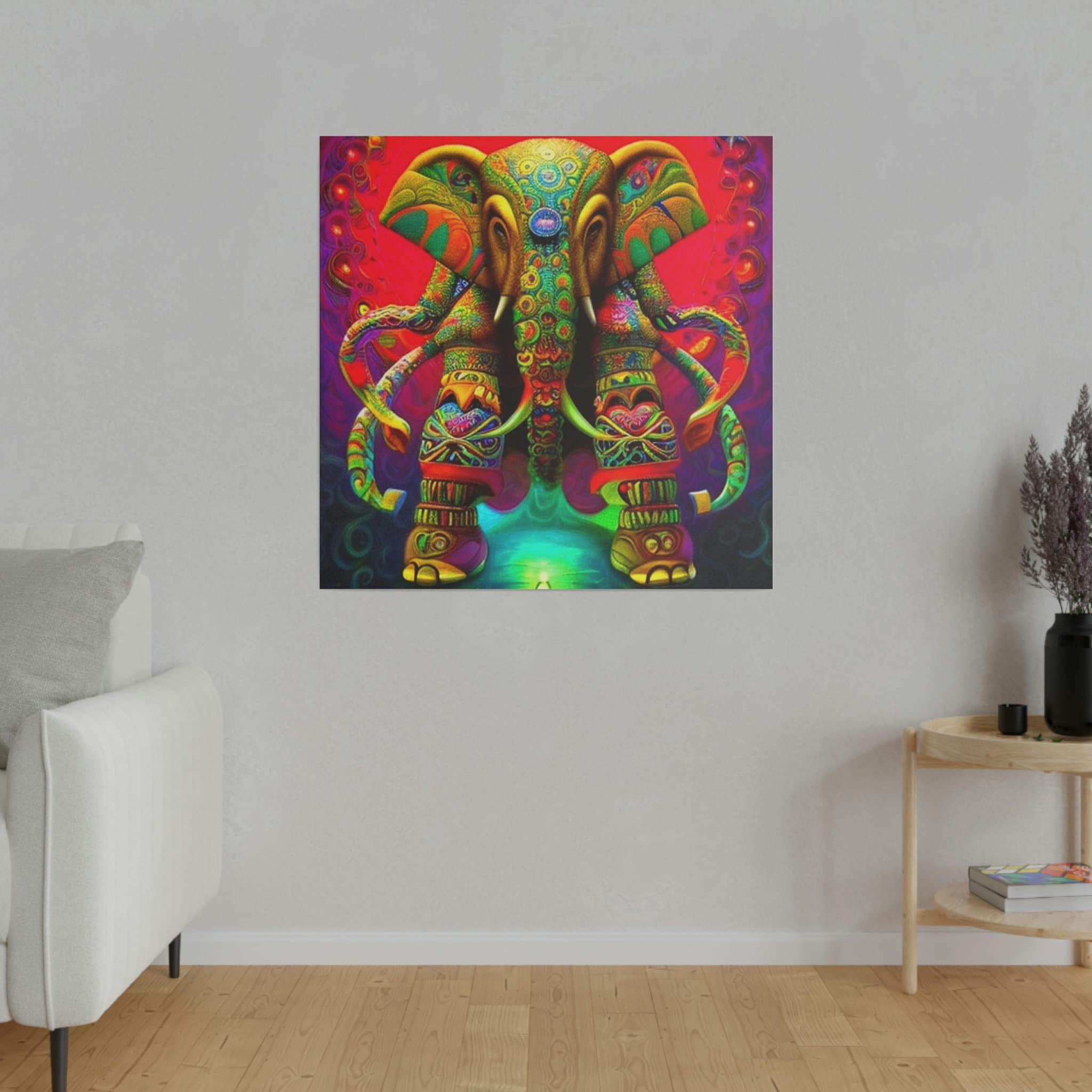 Trippy Elephant AI Canvas Artwork | Psychedelic Elephant Print | Unique ...