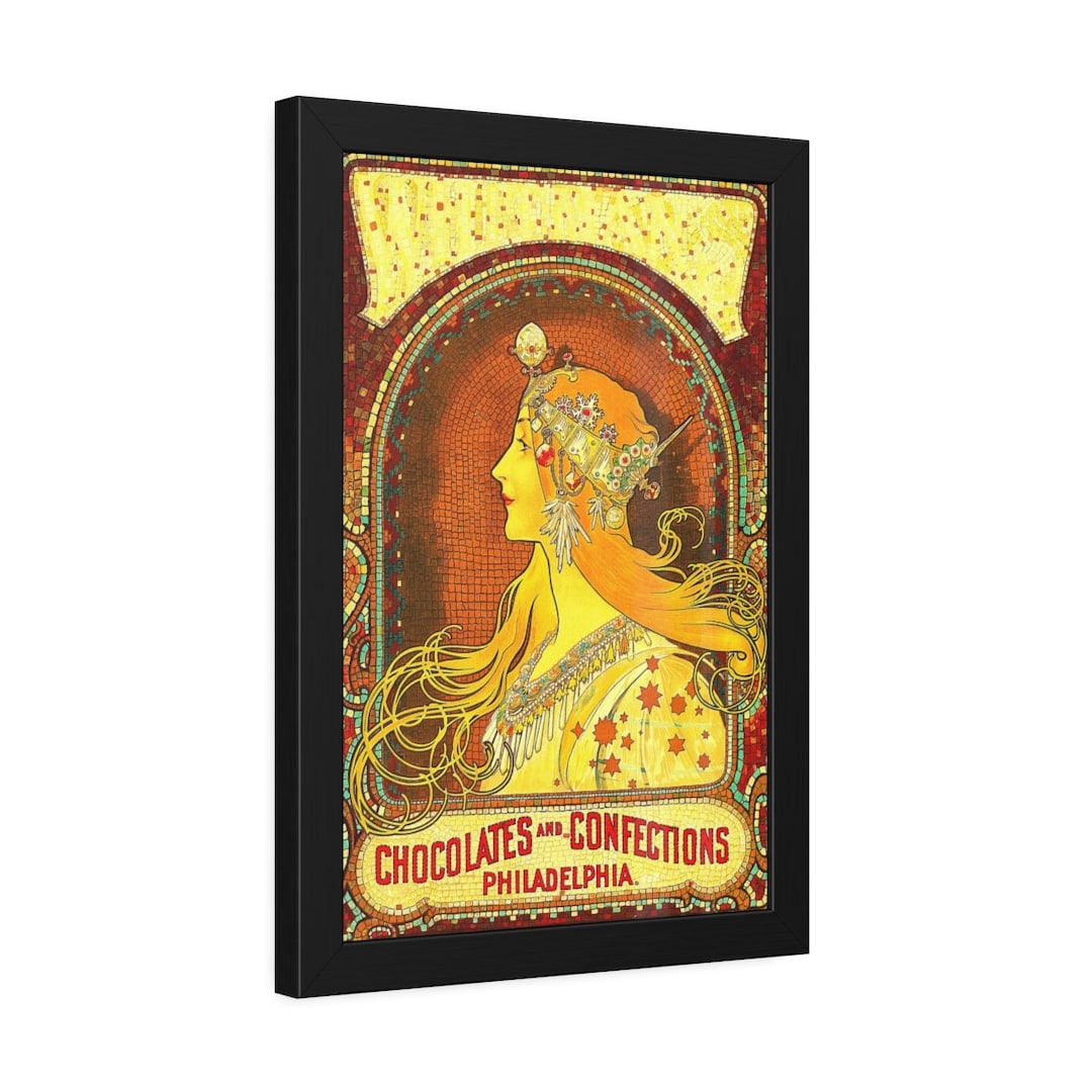 Vintage Alphonse Mucha Chocolates Framed Poster | Art Nouveau Print - Etsy