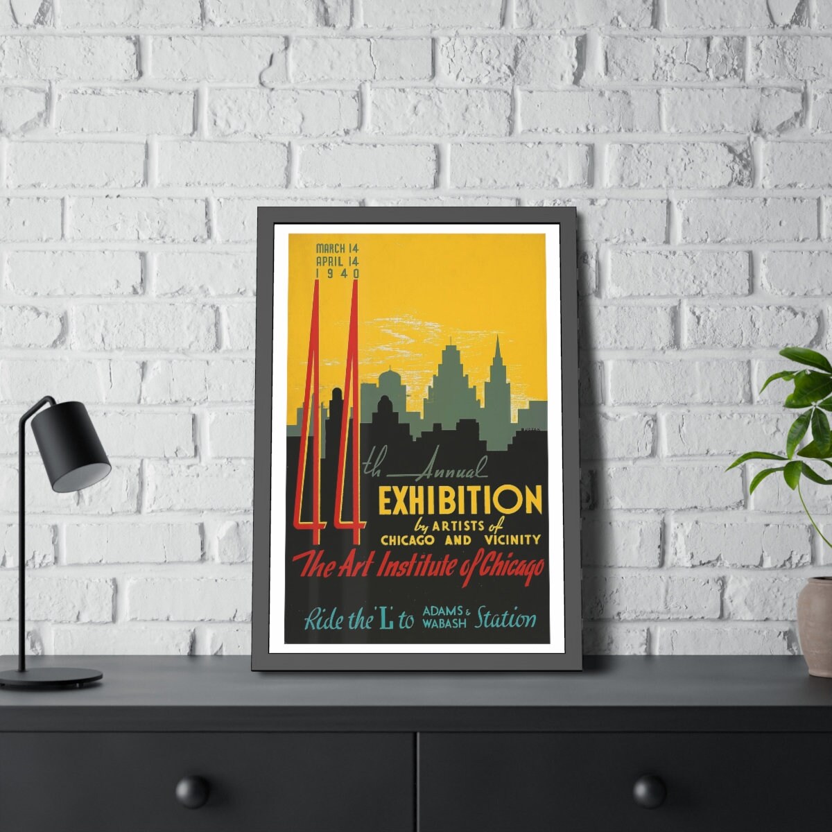 Vintage Chicago 1940 Art Exhibition Advertising Framed Paper Posters ...