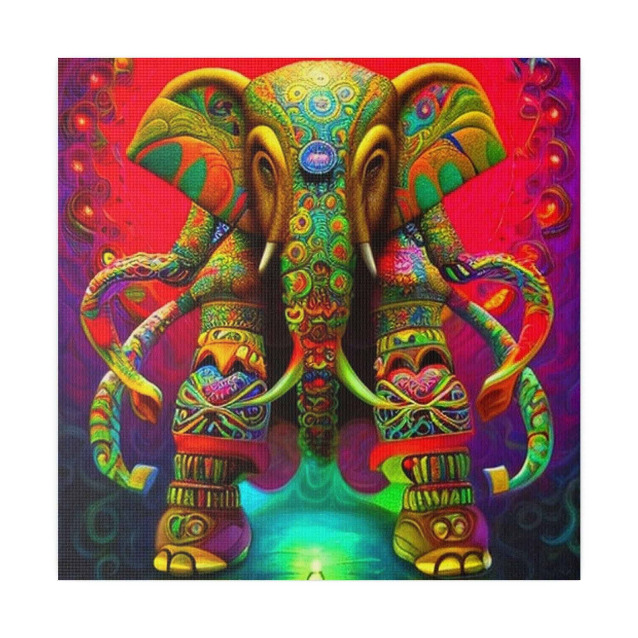 Trippy Elephant AI Canvas Artwork | Psychedelic Elephant Print | Unique ...