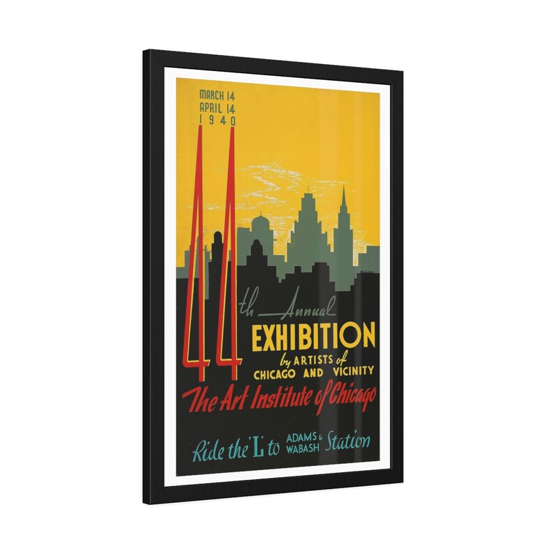 Vintage Chicago 1940 Art Exhibition Advertising Framed Paper Posters ...
