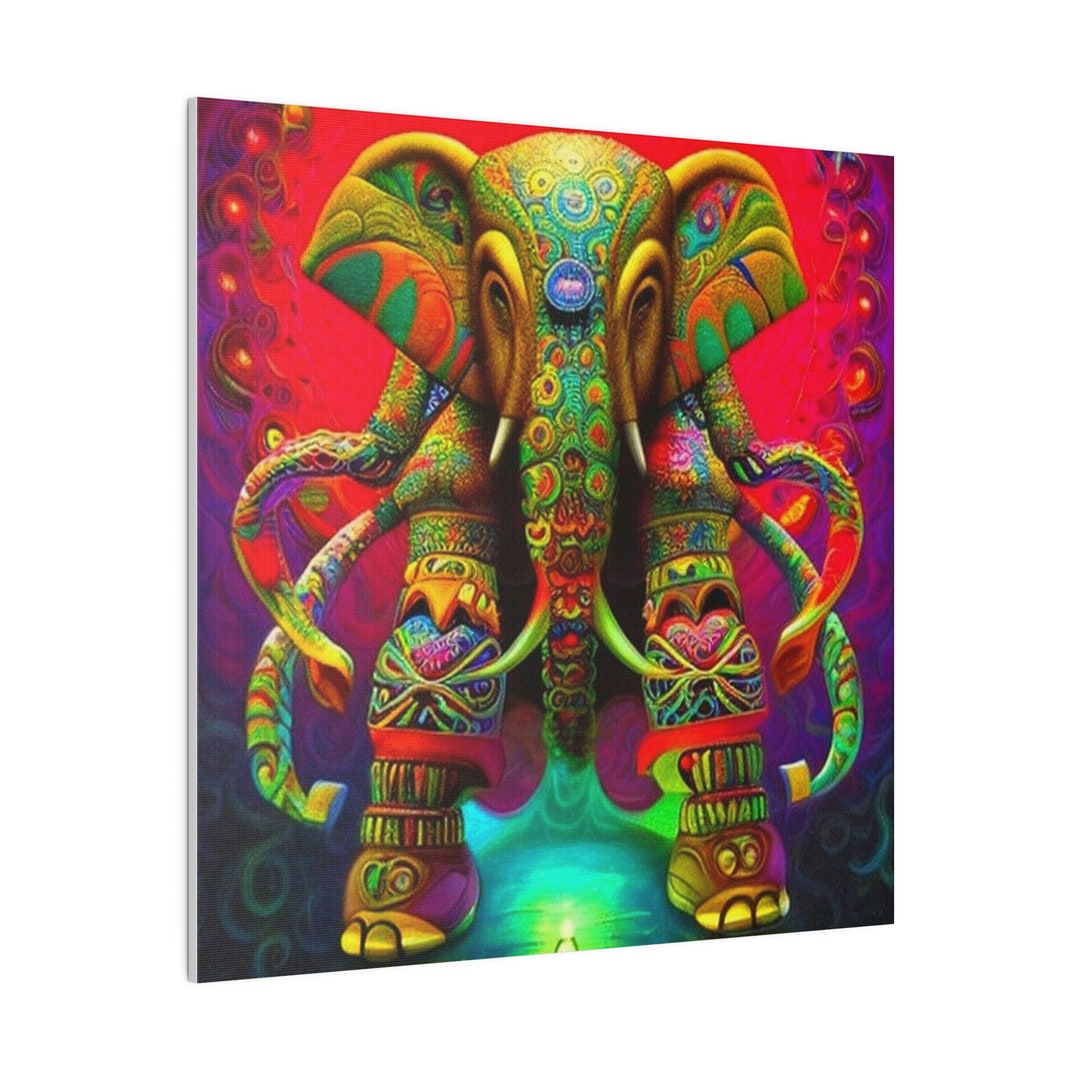 Trippy Elephant AI Canvas Artwork | Psychedelic Elephant Print | Unique ...
