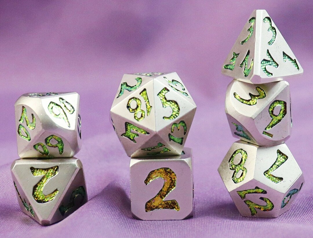 Metal Solids Dice Set | Olivine Colors | Dungeons and Dragons | MTG ...