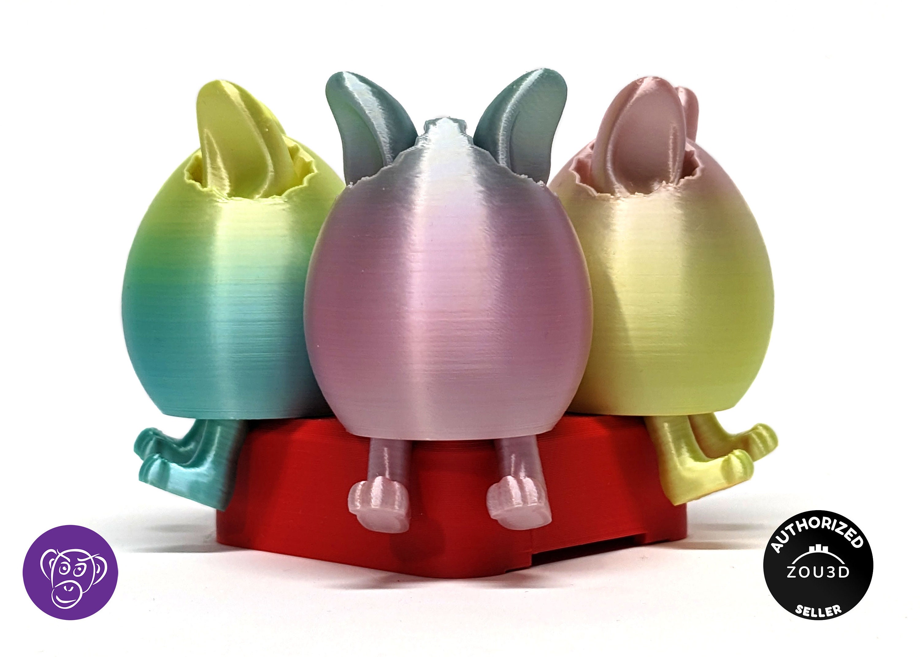3 Standing Easter Eggs W/ Bunny Ears 3D Printed Easter Decoration From ...