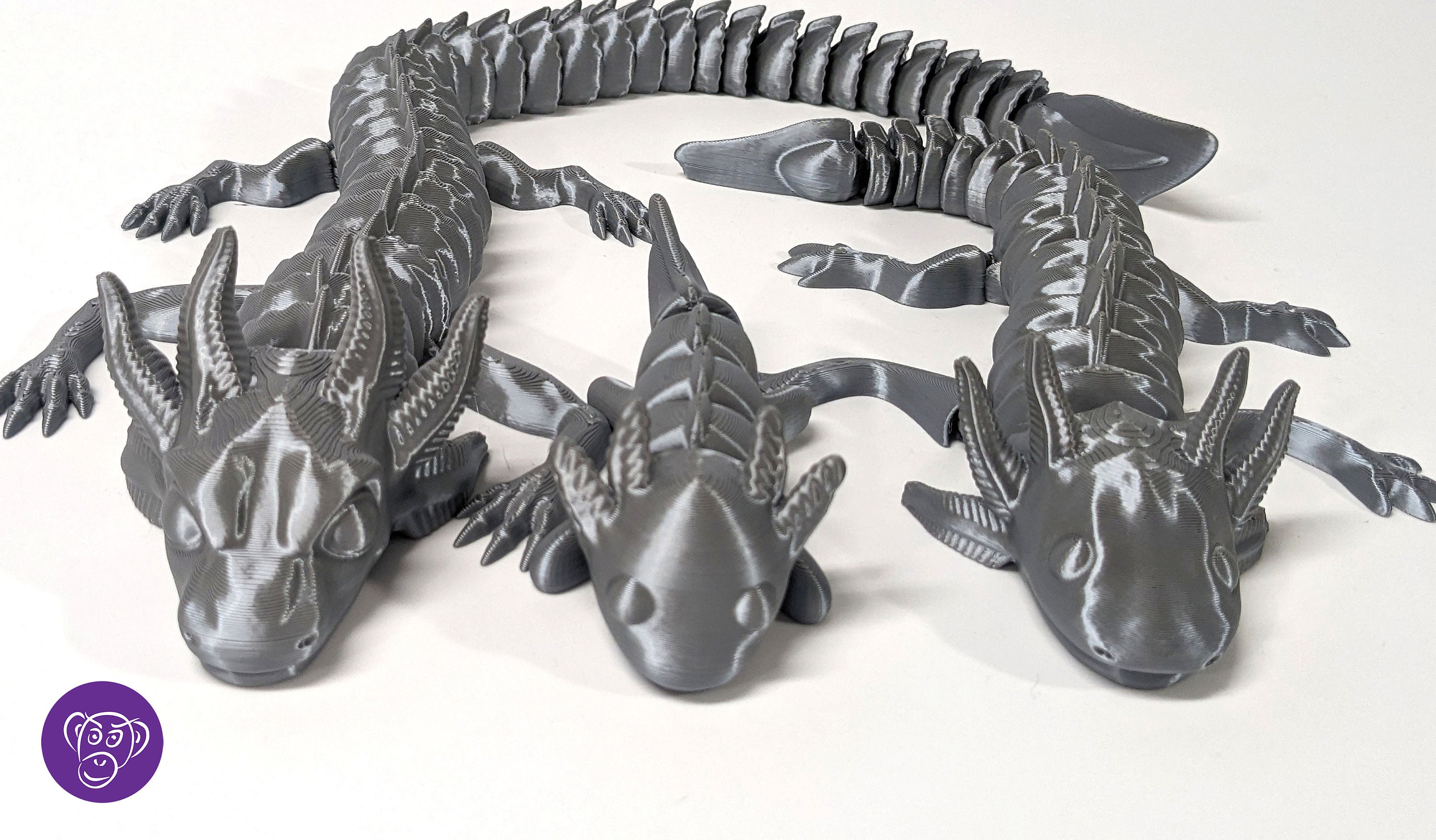 3pc Combo Flexible Axolotl Set / Dragon Adult & Baby / Silk Silver - Etsy