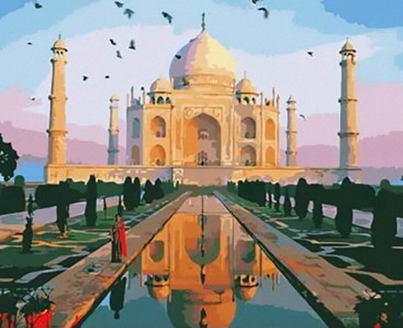 Taj Mahal Paint by Numbers Kit DIY Painting on Canvas Color - Etsy