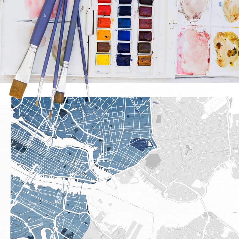Custom Watercolor City Map Coloring Kit Personalized Line - Etsy