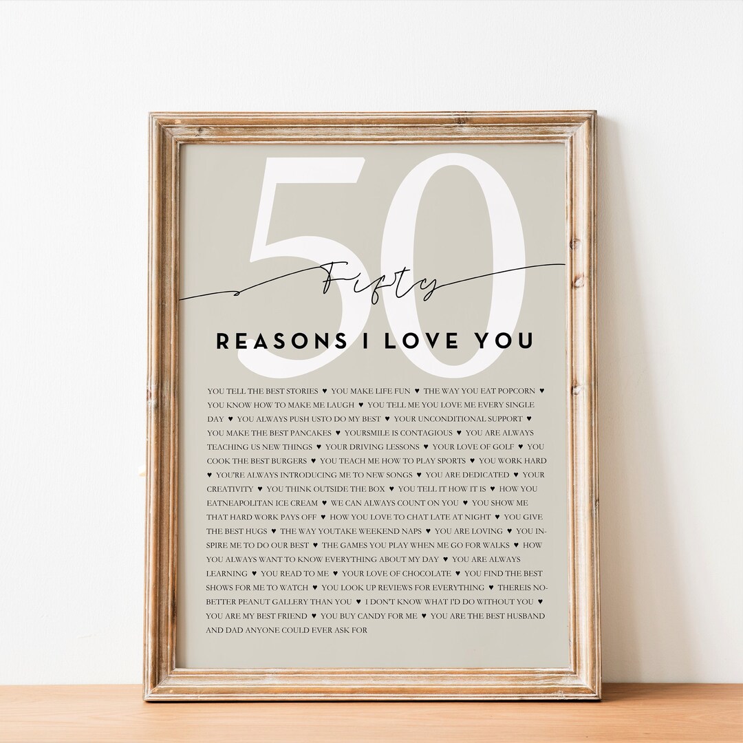 Custom 50 Reasons I Love You Couples Anniversary Gifts - Etsy