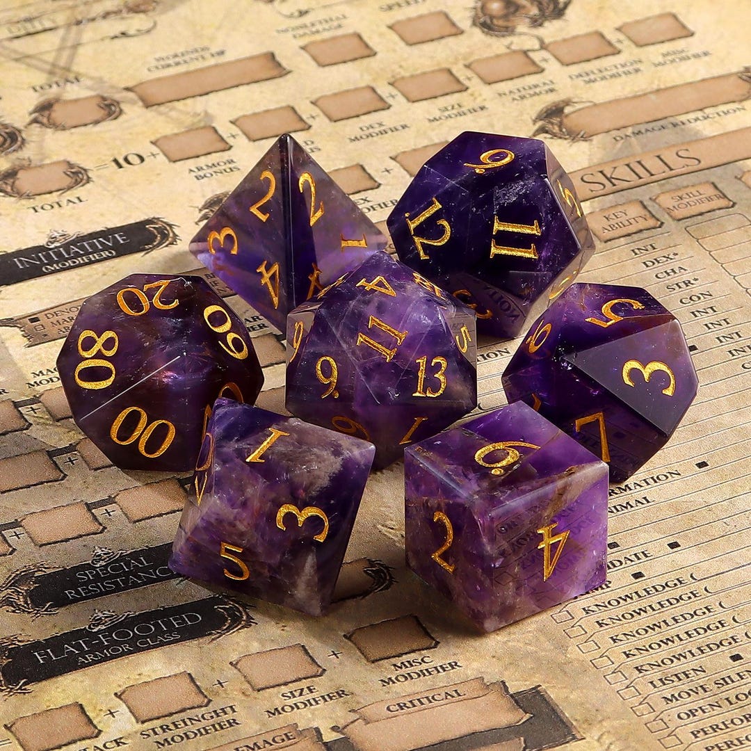 Natural Amethyst Dnd Dice Set |gemstone Dnd Dice Set|| Dnd GM Gift ...