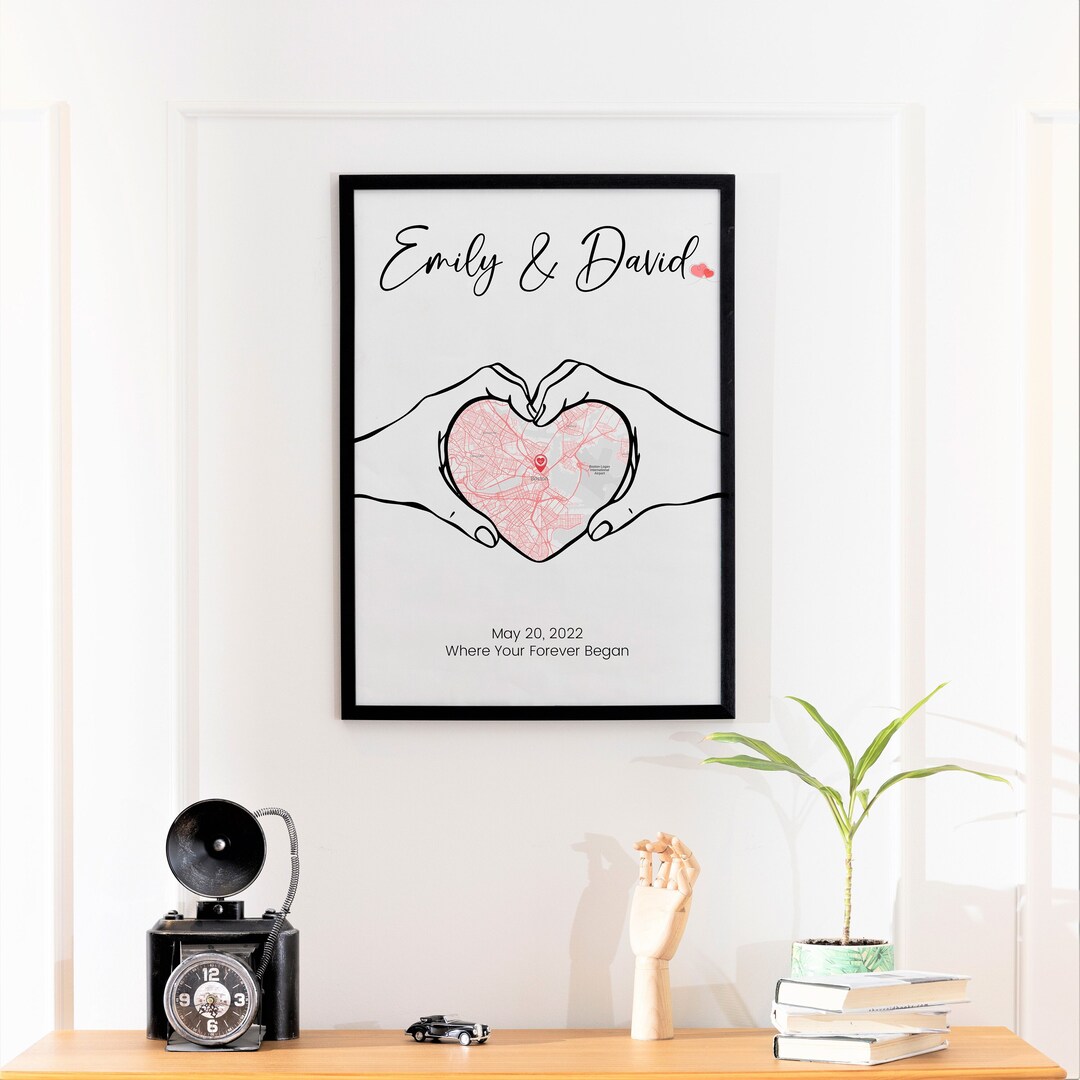 Custom City Map, Where We Met Map, Personalized Couples Gift, First ...