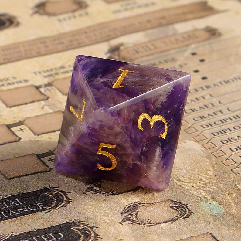 Natural Amethyst Dnd Dice Set |gemstone Dnd Dice Set|| Dnd GM Gift ...