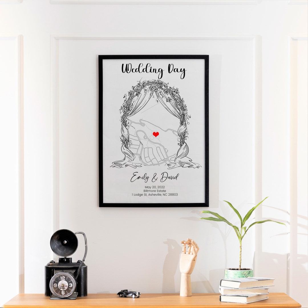 Place of Marriage Map Custom Map Print Personalized Wedding - Etsy