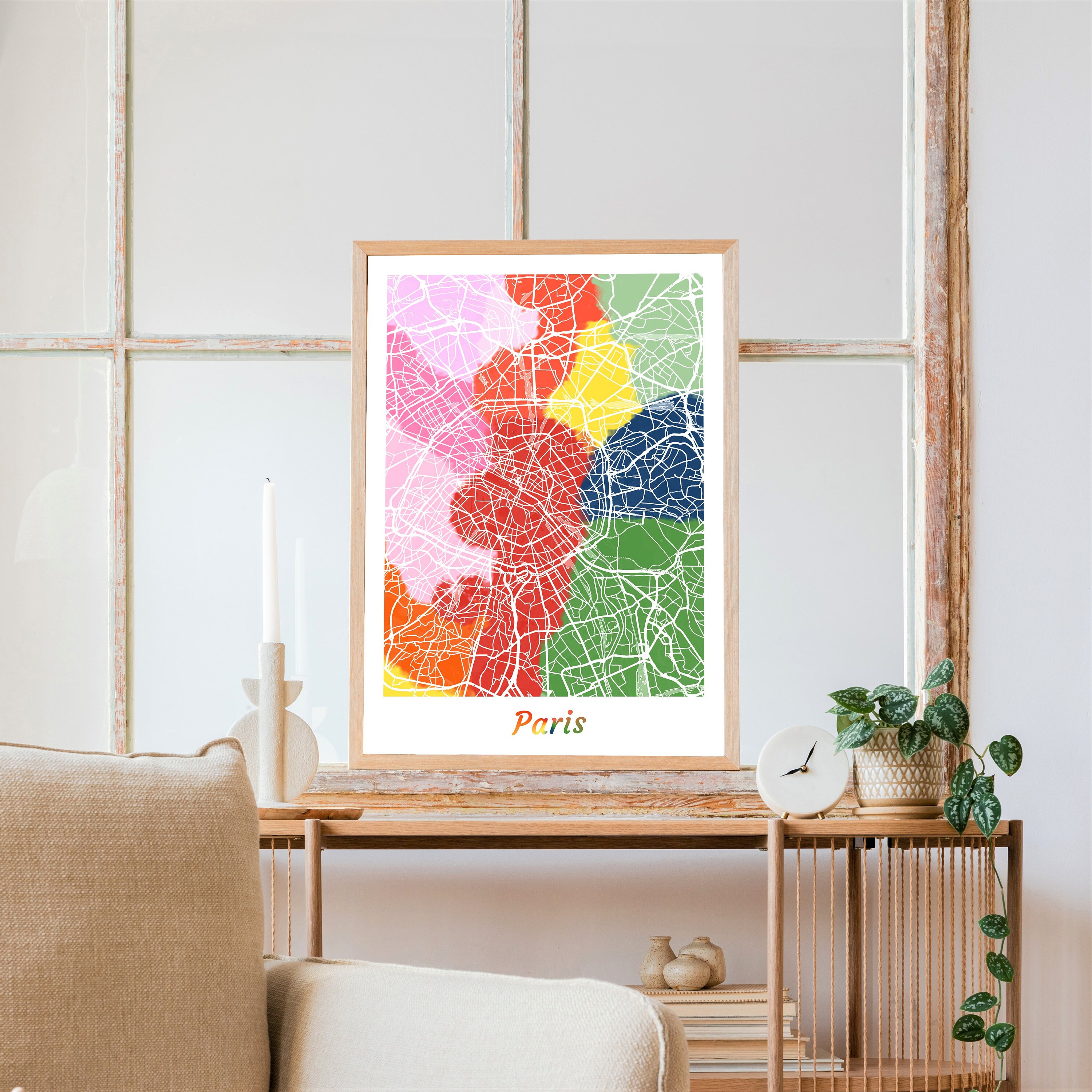 Paris Watercolor Coloring City Map Kit French Map DIY Kids - Etsy