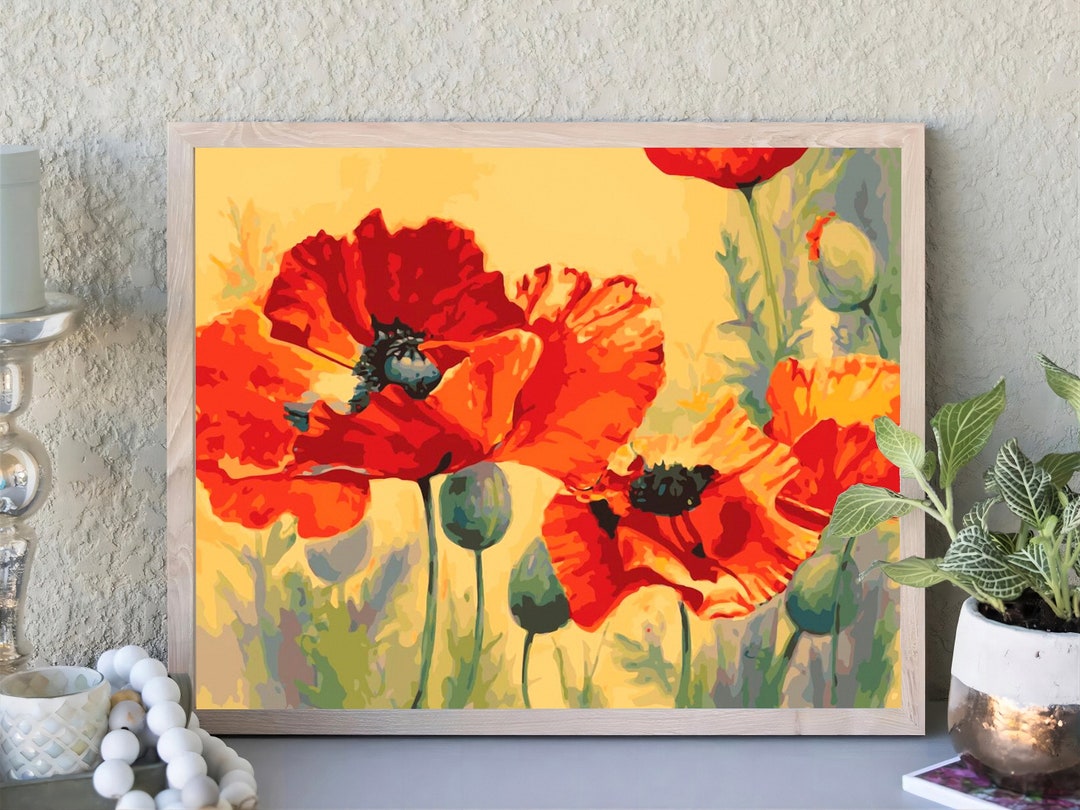 Beautiful Poppies, Paint by Numbers Kit, Painting on Canvas, Color by ...