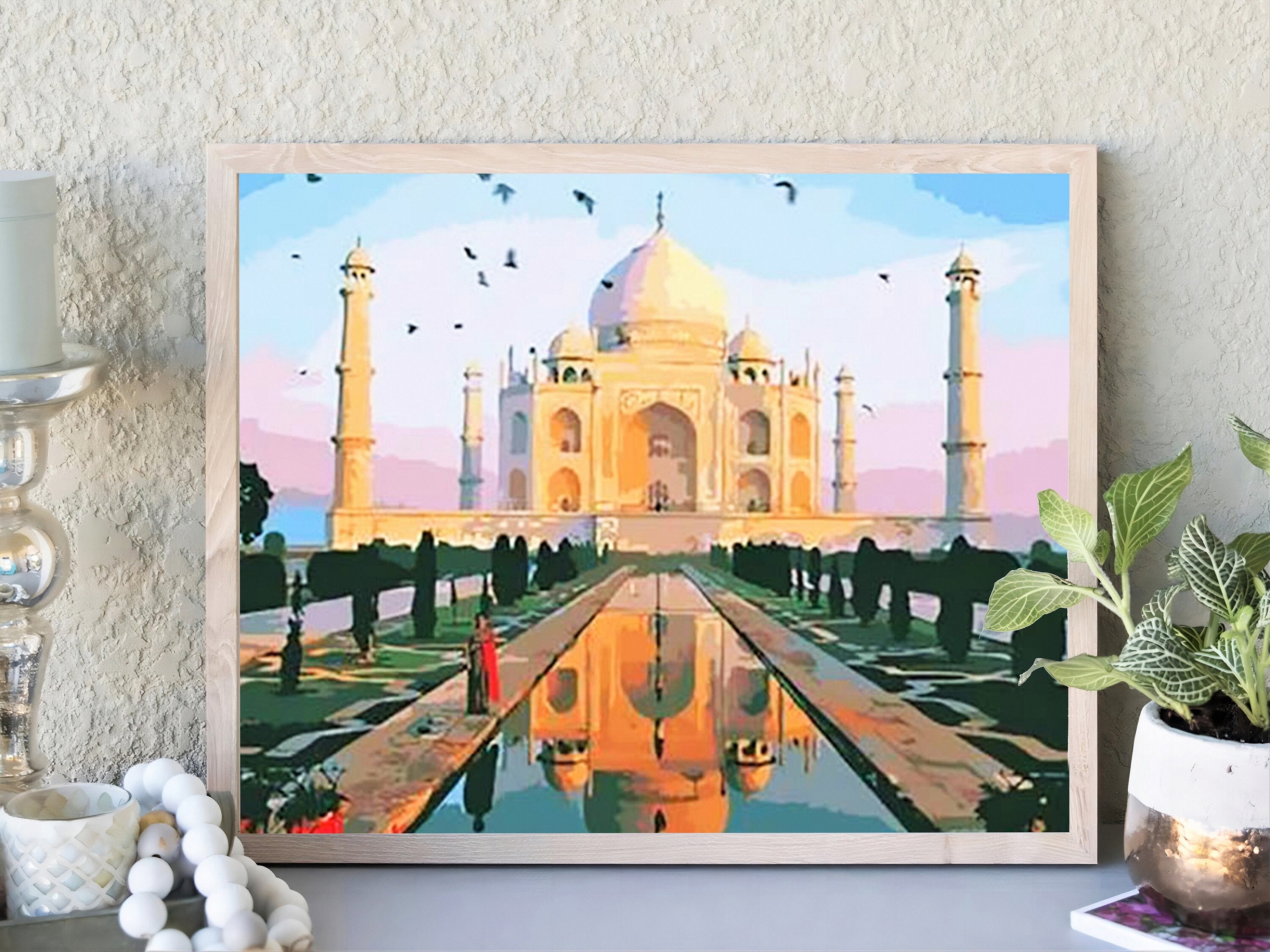 Taj Mahal Paint by Numbers Kit DIY Painting on Canvas Color - Etsy