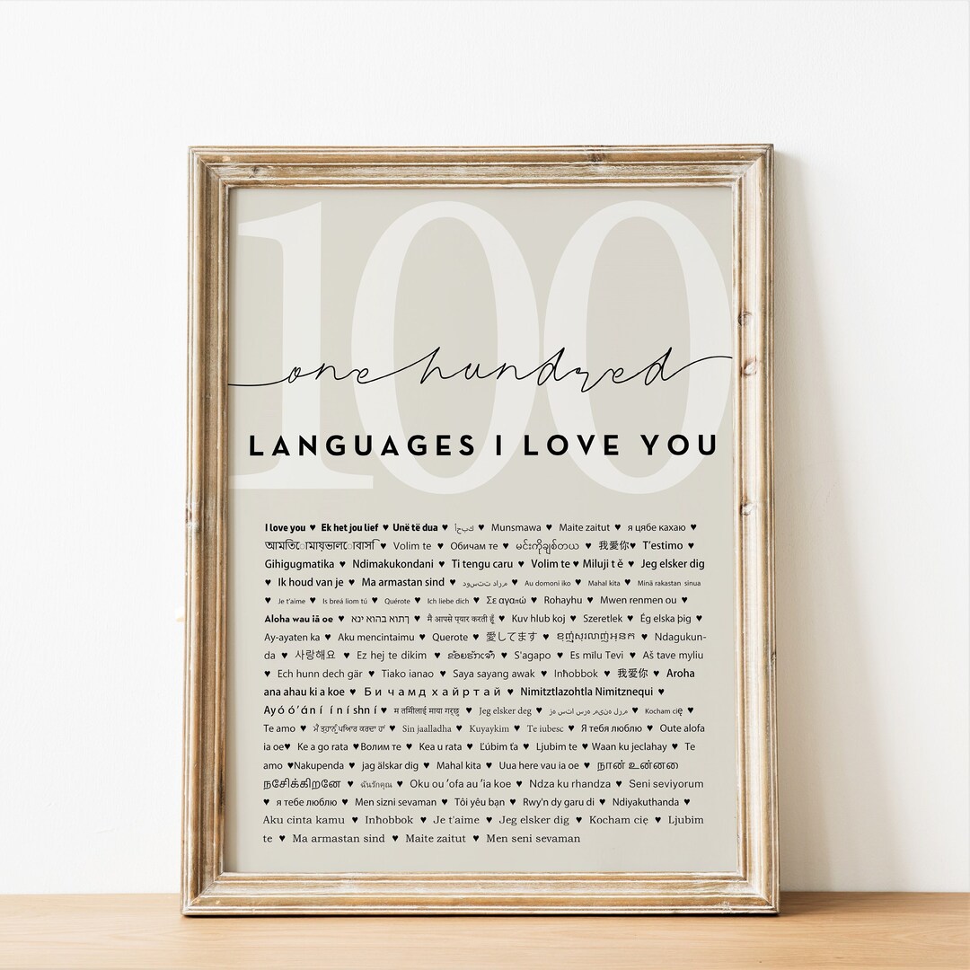 100 Languages I Love You, Wall Hanging, Home Decor, Couples Anniversary ...