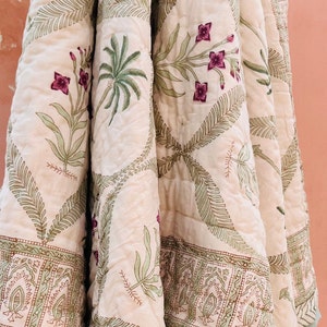 Plant Print Reversible Jaipuri Rajai, Quilt Indian Traditional Hand ...