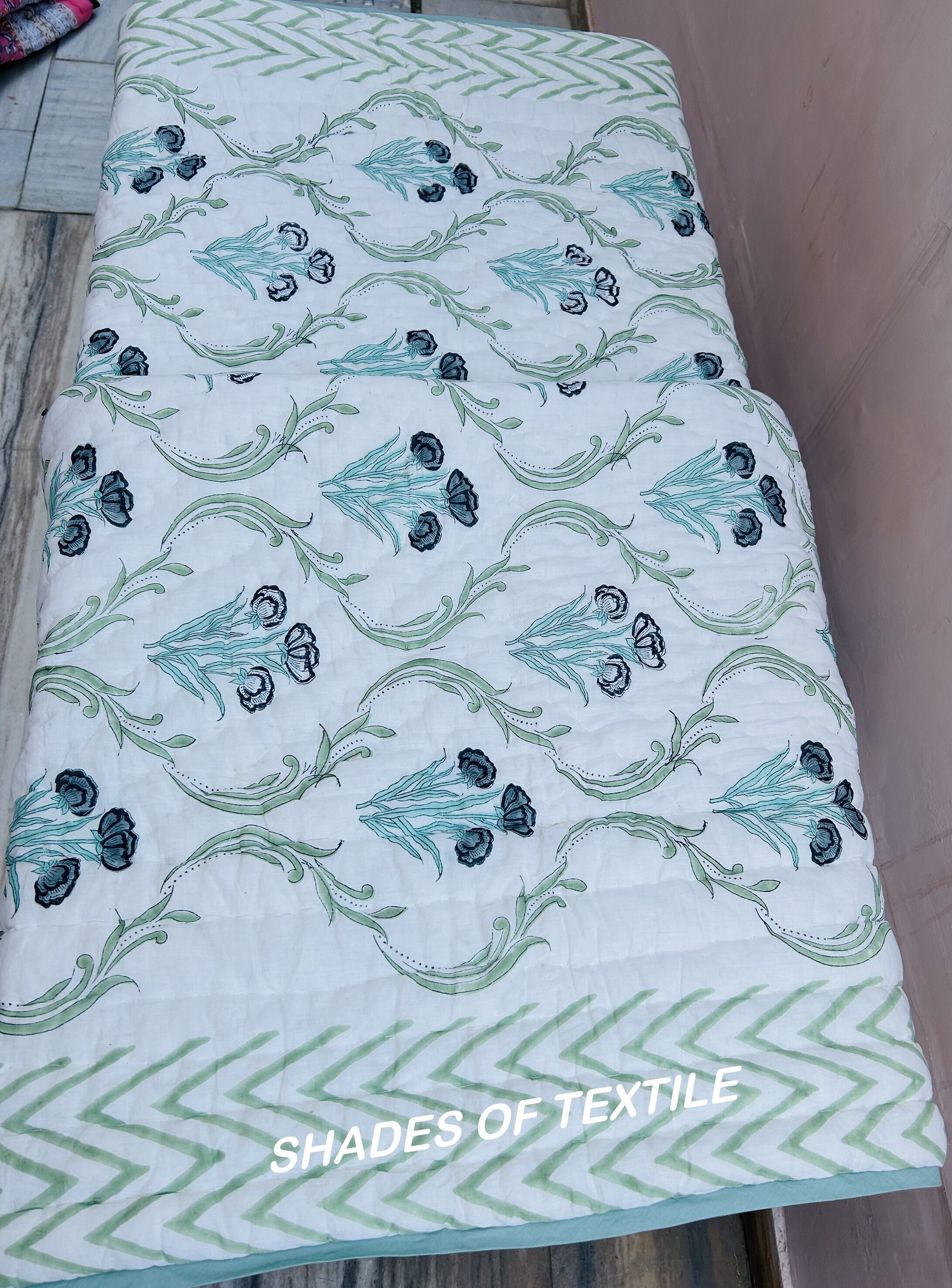 Anokhi Indian Jaipuri Block Print Quilt Printed Reversible Razai Cotton ...