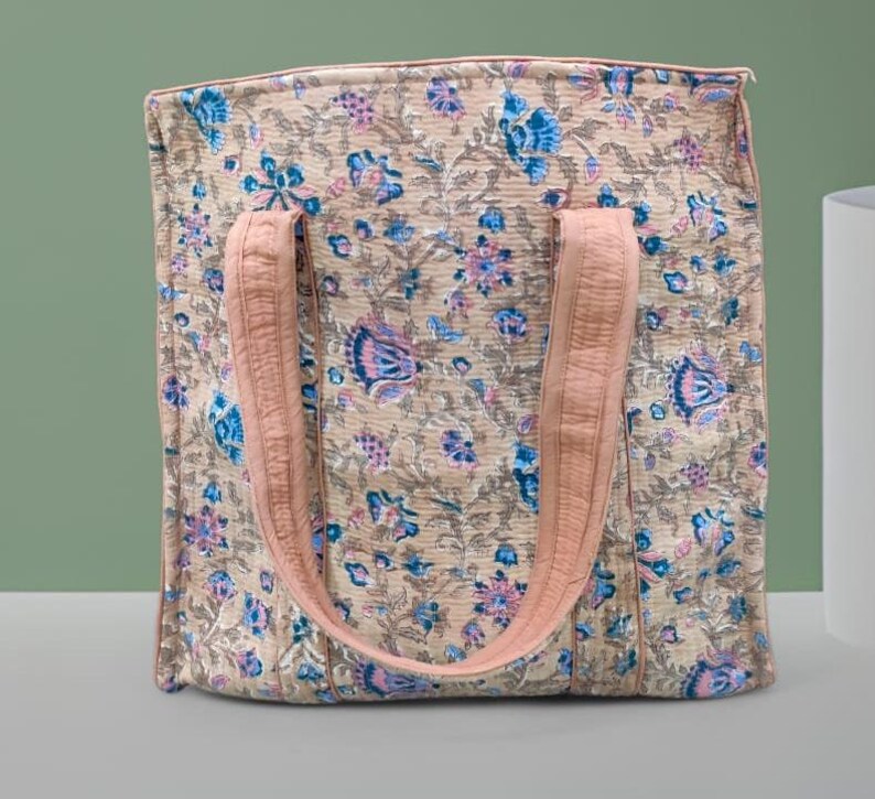 Hand Block Print Tote Bag Eco-friendly Cotton Shopper,artisan Hand ...