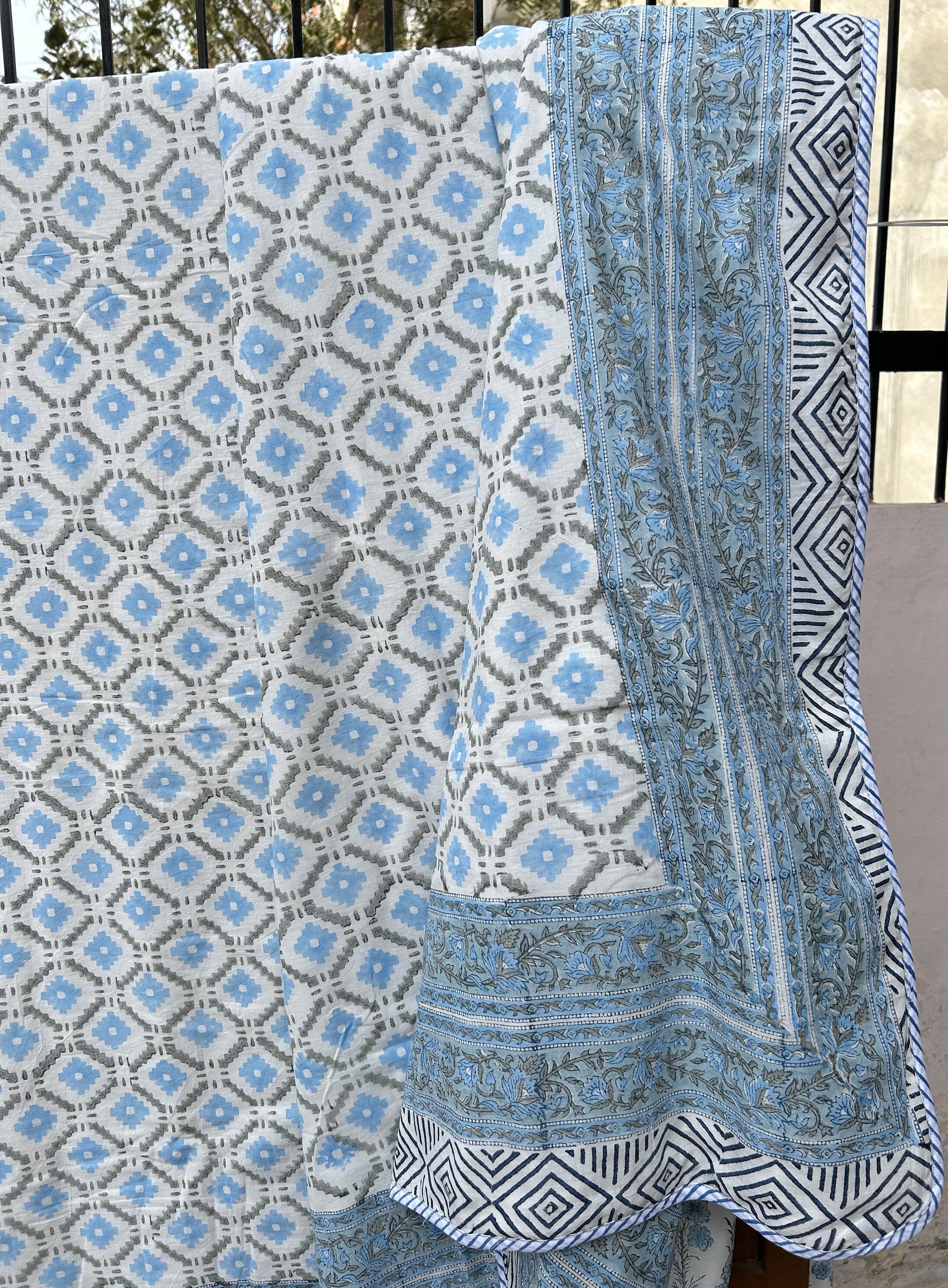 Hand Block Print Cotton Dohar Handmade Ac Blanket Reversible Dohar Ac ...