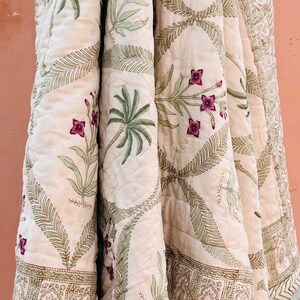 Plant Print Reversible Jaipuri Rajai, Quilt Indian Traditional Hand ...
