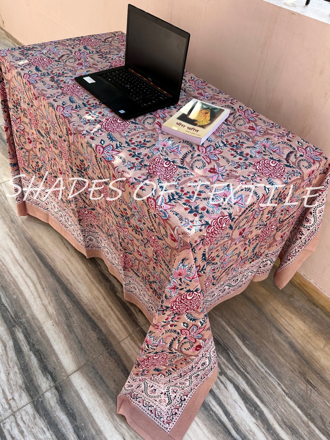 Indian Block Print Tableclot, Floral Cotton Table Cover, Table Cloth ...