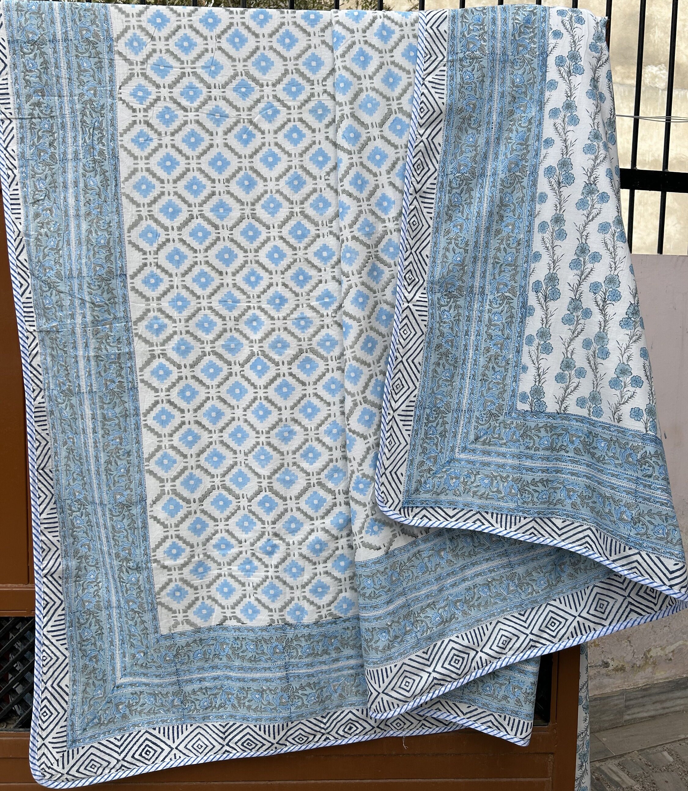 Hand Block Print Cotton Dohar Handmade Ac Blanket Reversible Dohar Ac ...