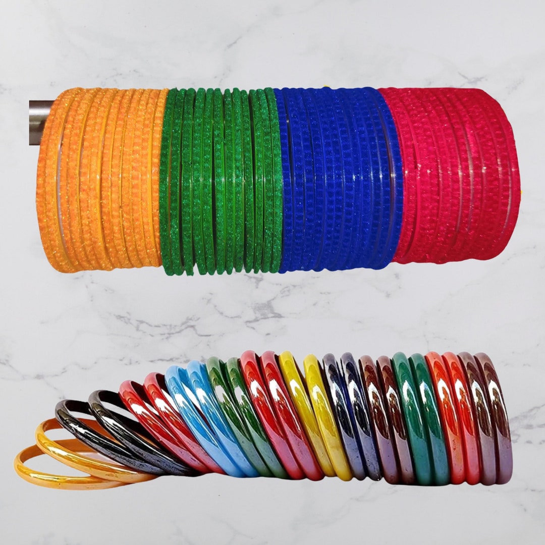 Traditional Indian Bangles Design Made by Glass Work of Velvet - Etsy