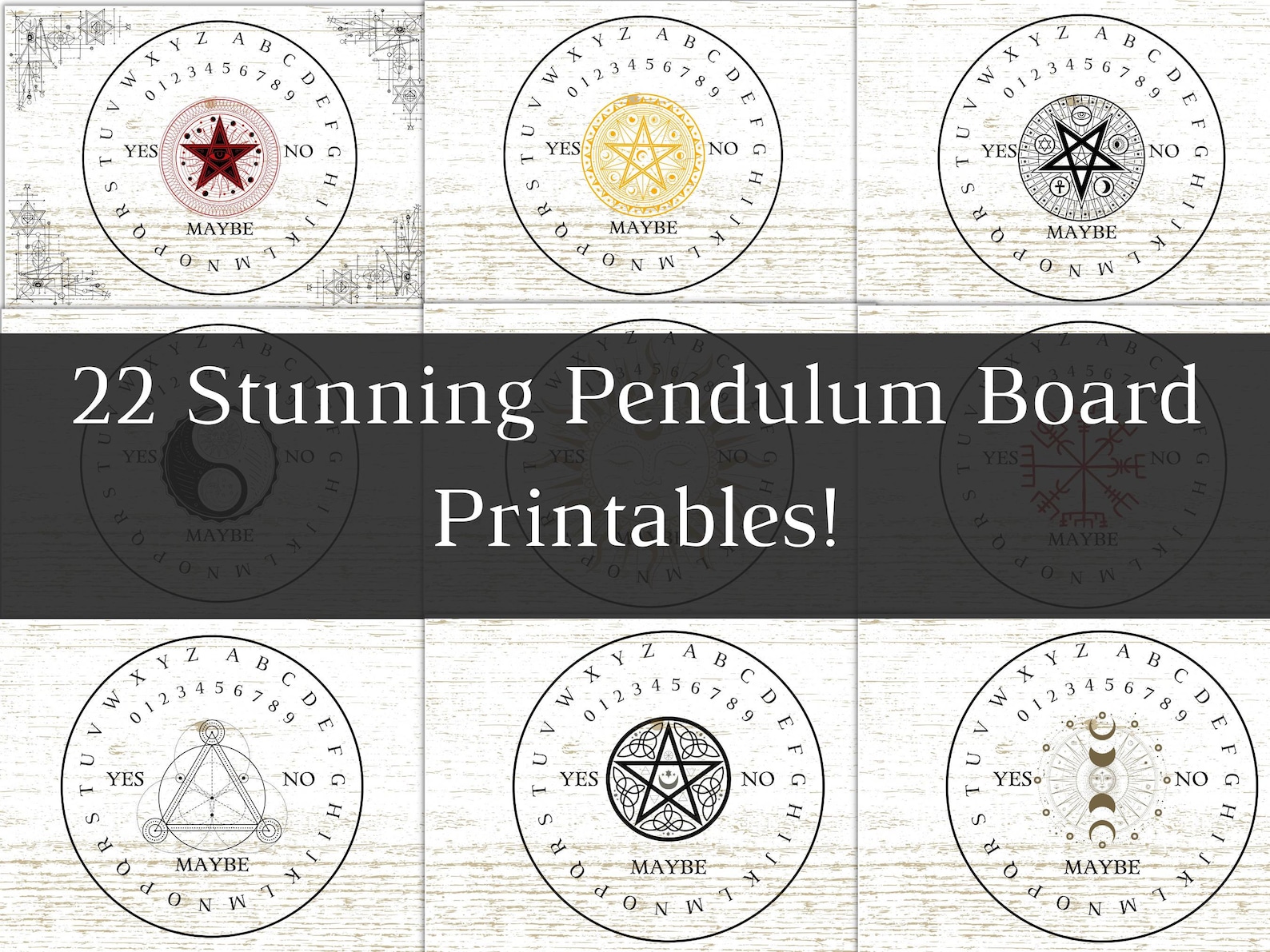 22-pack Pendulum Board Printable | Pendulum Board Print | Divination ...
