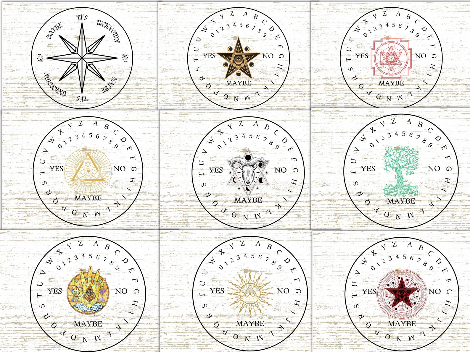 22-pack Pendulum Board Printable | Pendulum Board Print | Divination ...