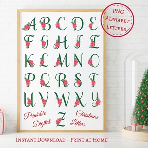 Christmas Alphabet Letters PNG Clipart • Floral Watercolor Poinsettia ...