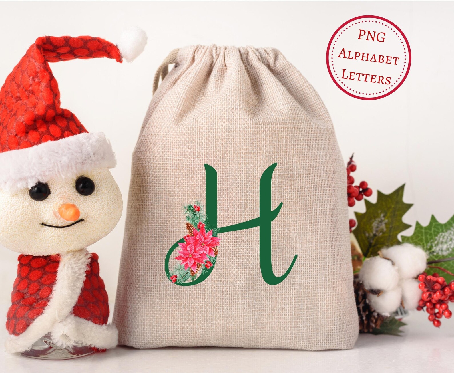 Christmas Alphabet Letters PNG Clipart • Floral Watercolor Poinsettia ...