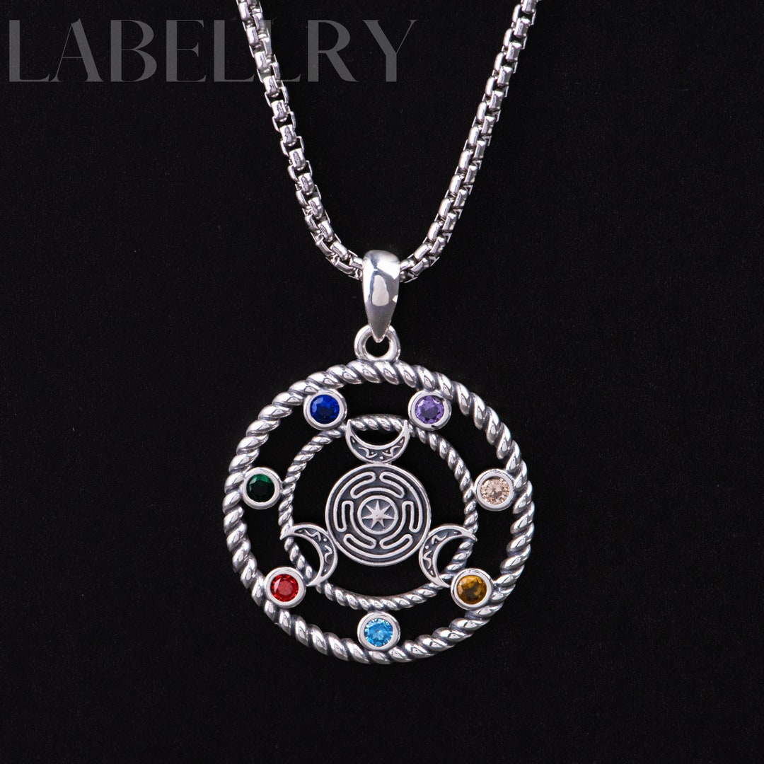 Antique Hecate Triple Moon Necklace, Sterling Silver Goddess Hecate ...