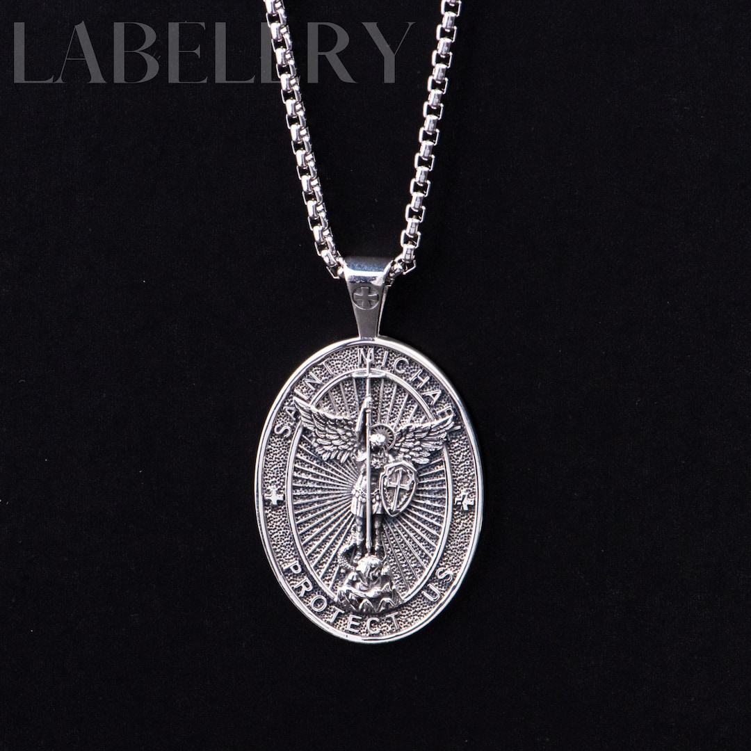 925 Sterling Silver Archangel Michael Necklace, Guardian Angel St ...