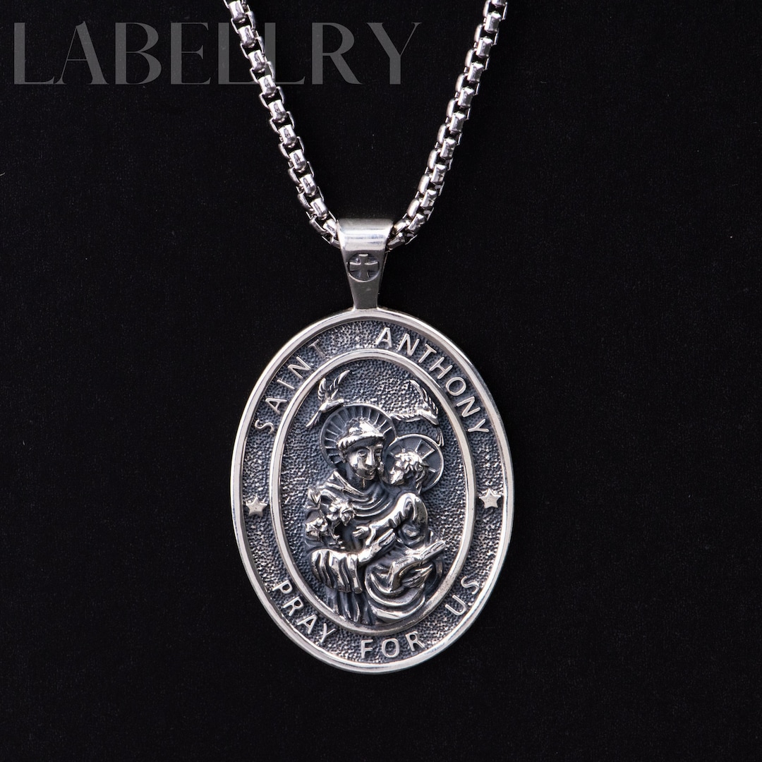 Sterling Silver Saint Anthony Necklace, Antique St Anthony Medal ...