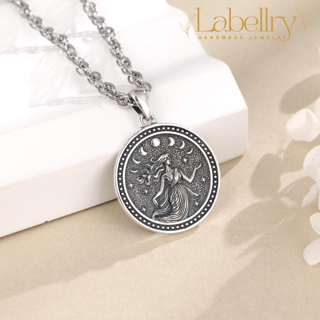 Sterling Silver NYX Moon Goddess Necklace, Greek Mythology Night ...