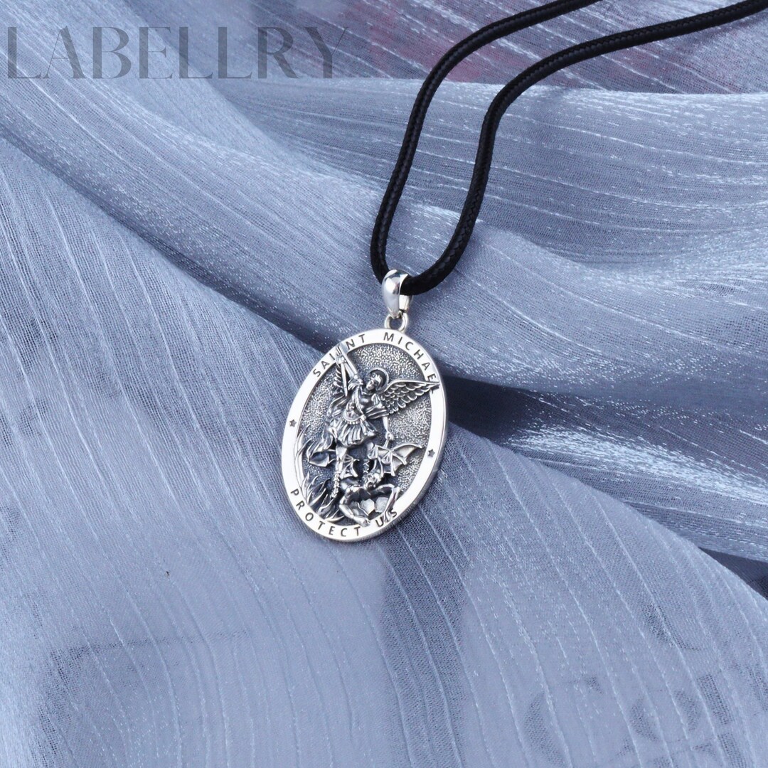 Religious Sterling Silver Saint Michael Pendant, St Michael Necklace ...