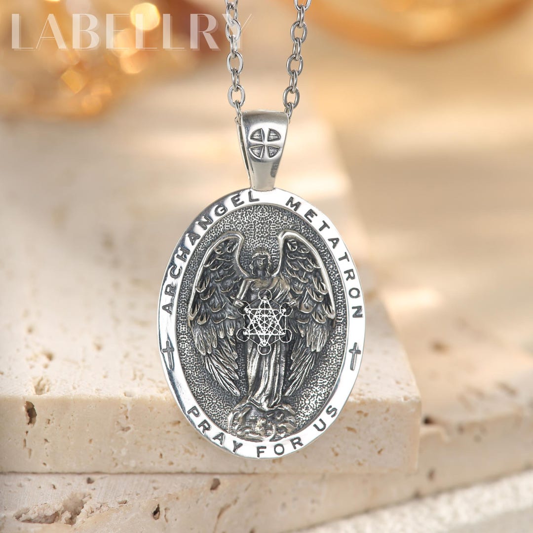925 Sterling Silver Archangel Metatron Necklace, Metatron Cube Pendant ...