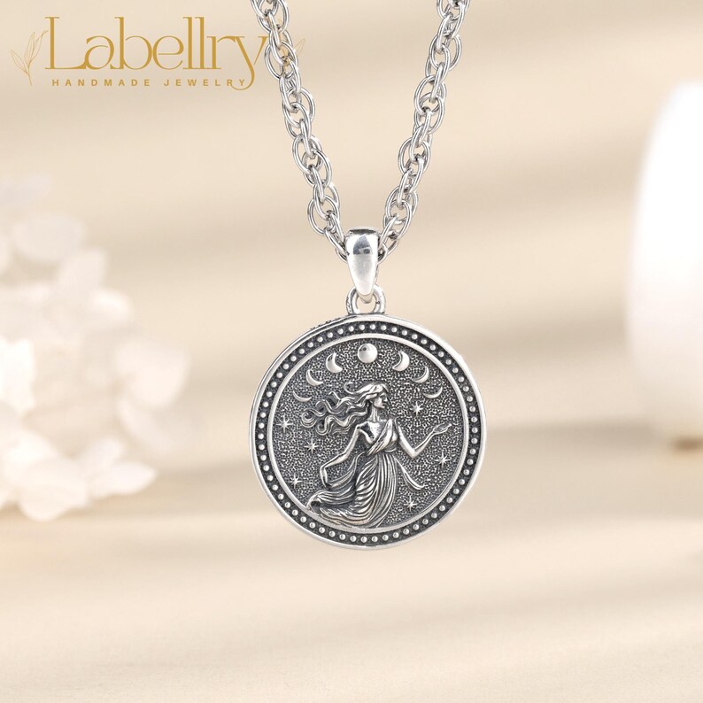 Sterling Silver NYX Moon Goddess Necklace, Greek Mythology Night ...