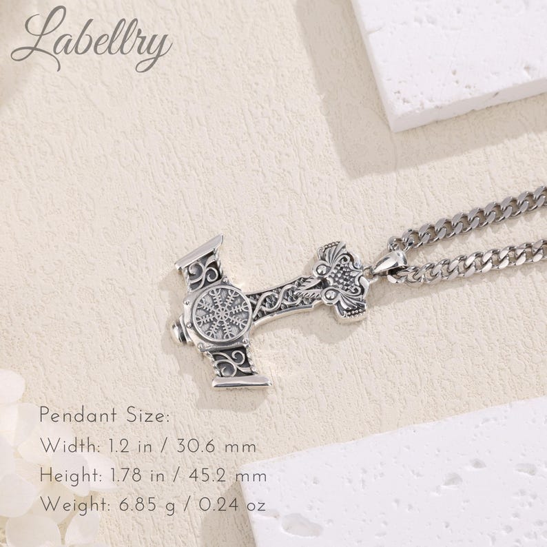 Viking Thor Hammer Necklace, Sterling Silver Norse Mjolnir Pendant ...