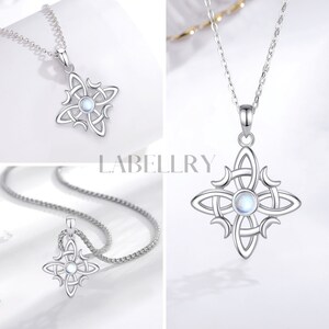 Minimalist Moonstone Witch Knot Necklace, Sterling Silver Celtic Knot ...