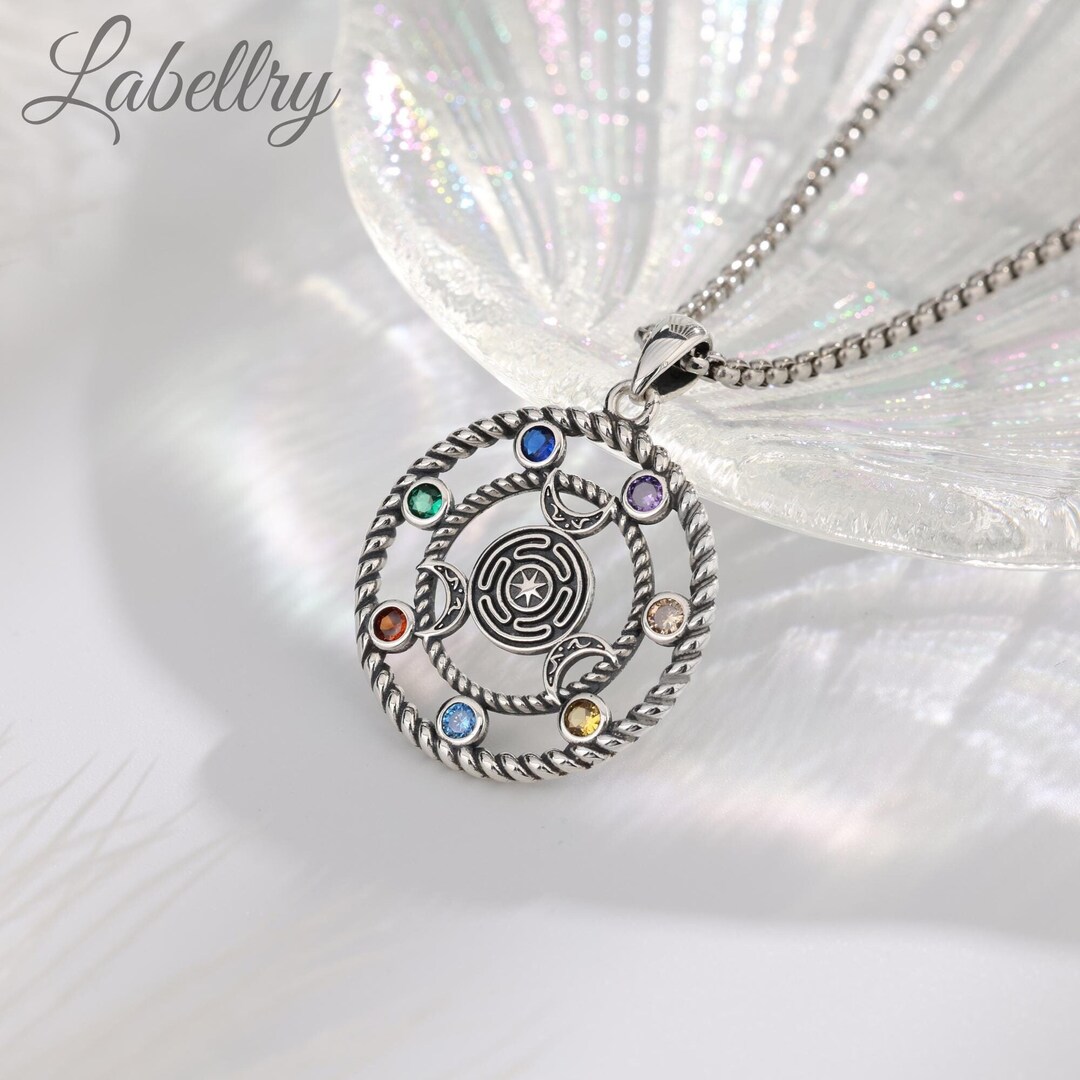 Antique Hecate Triple Moon Necklace, Sterling Silver Goddess Hecate ...