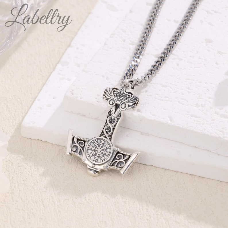 Viking Thor Hammer Necklace, Sterling Silver Norse Mjolnir Pendant ...