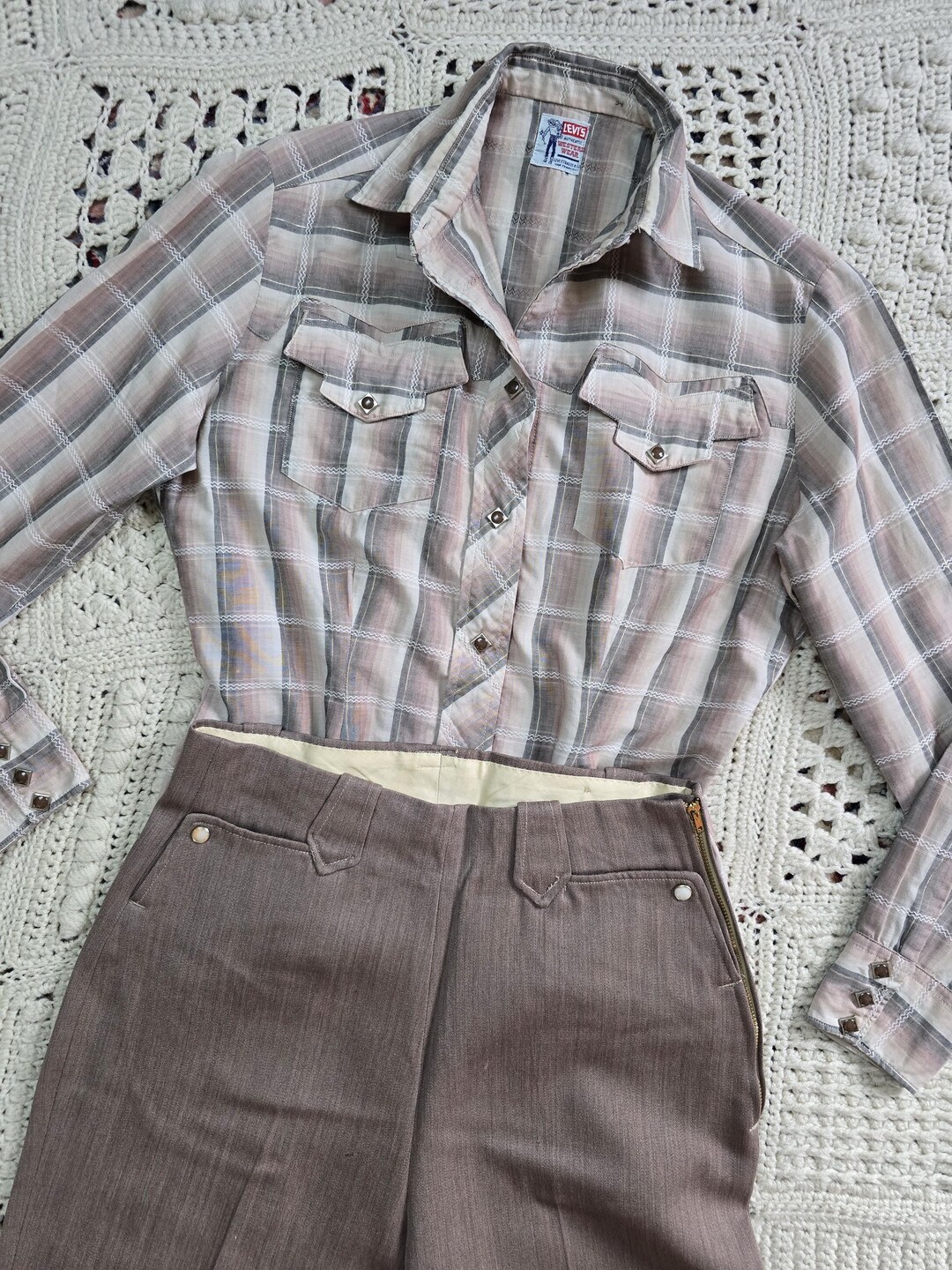 Vintage 1940s 1950s Cold Brown Western Pants Slacks Herringbone Wool - Etsy