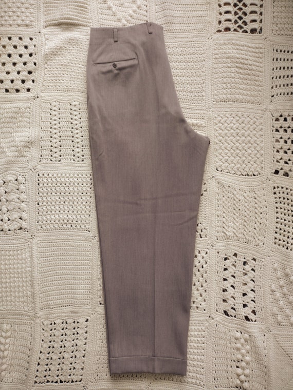 Vintage 1940s 1950s Peg Pants Beige Gabardine Wool Tr… - Gem