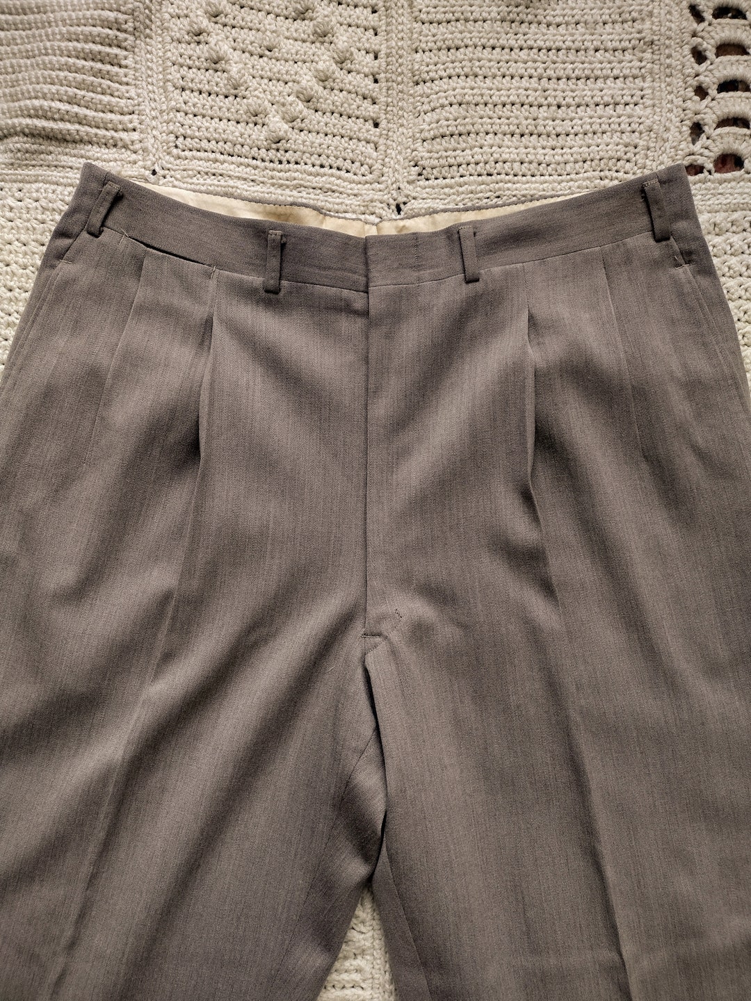 Vintage 1940s 1950s Peg Pants Beige Gabardine Wool Trousers L XL - Etsy