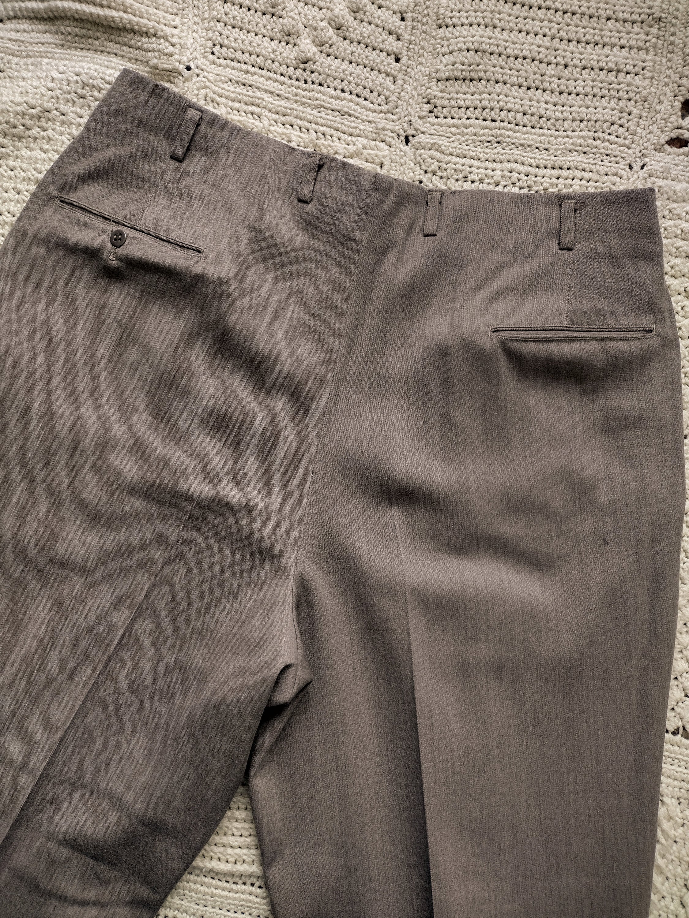 Vintage 1940s 1950s Peg Pants Beige Gabardine Wool Trousers L XL - Etsy