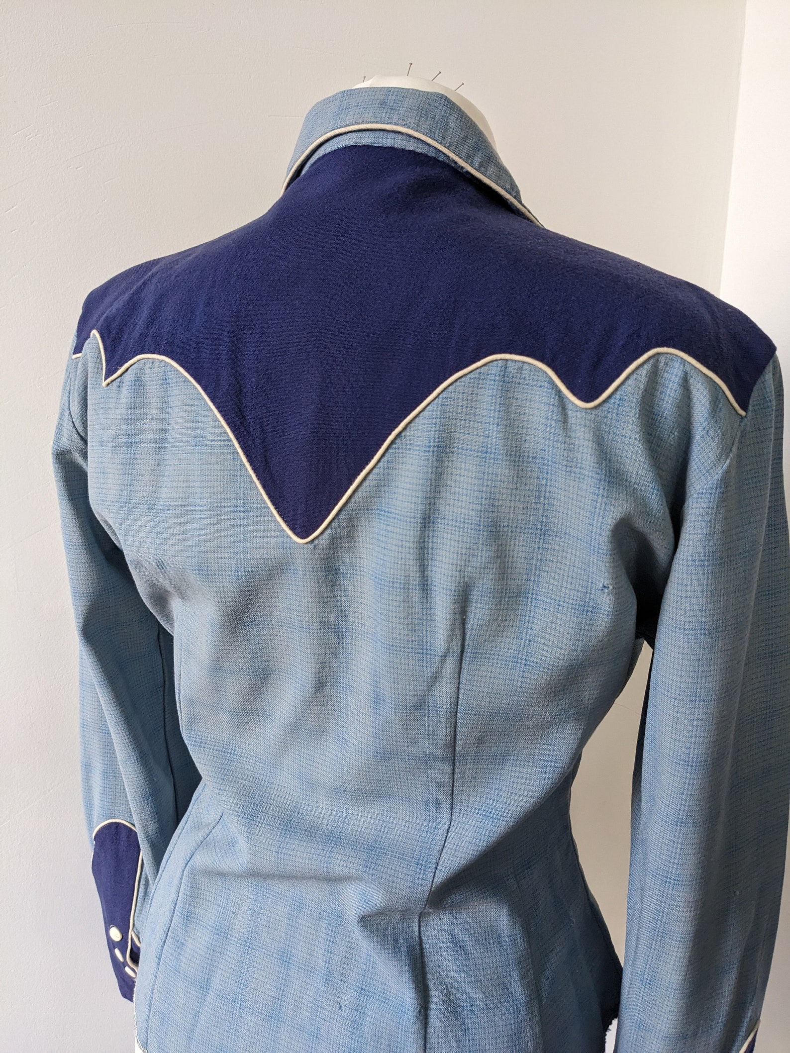 Vintage 1950s Nathan Turk Cowgirl Western Wear Blue Plaid Shirt Blouse ...