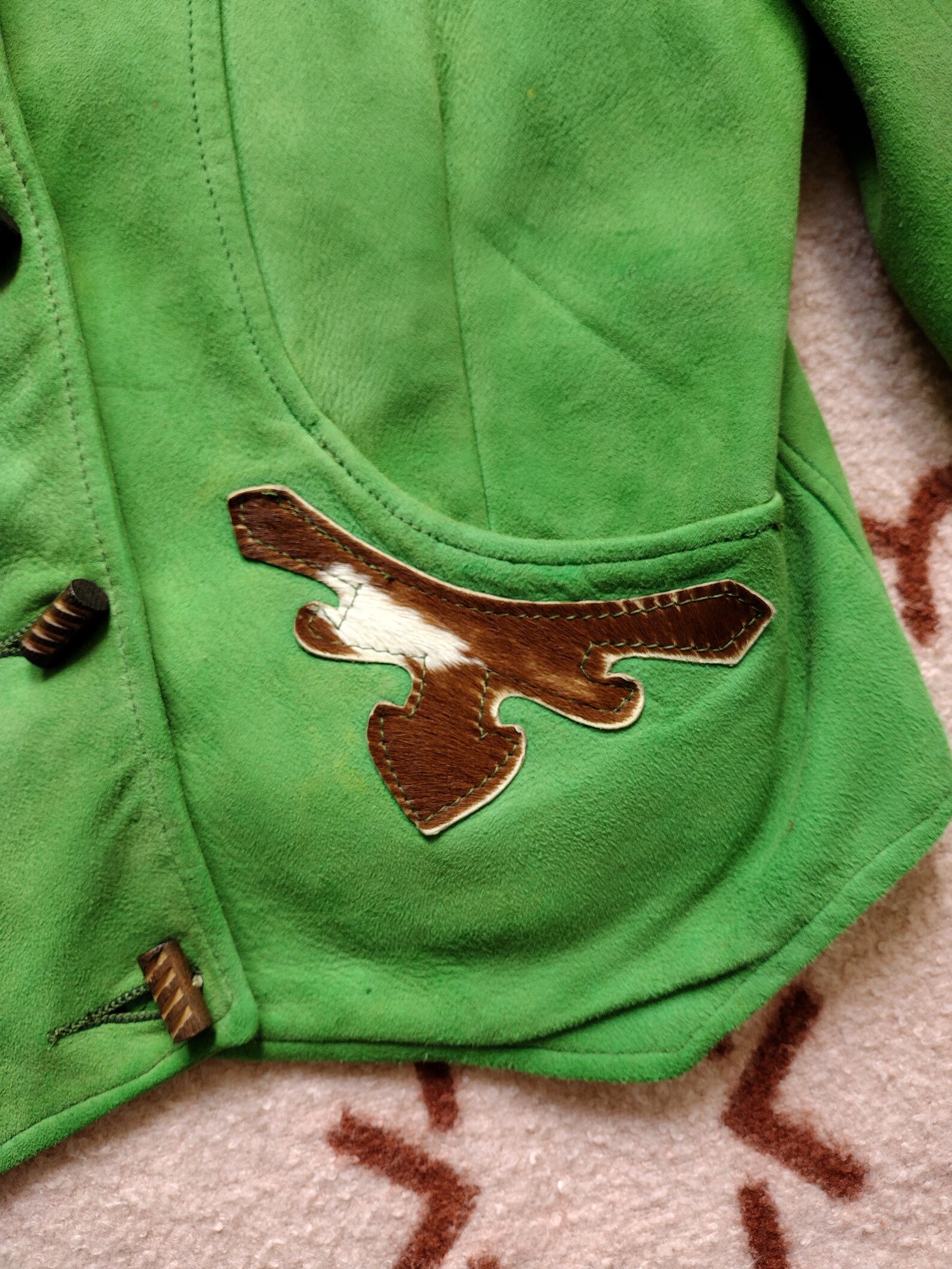 Vintage 1930s 1940s Cropped Jacket Western Cowgirl Green Suede Leather ...