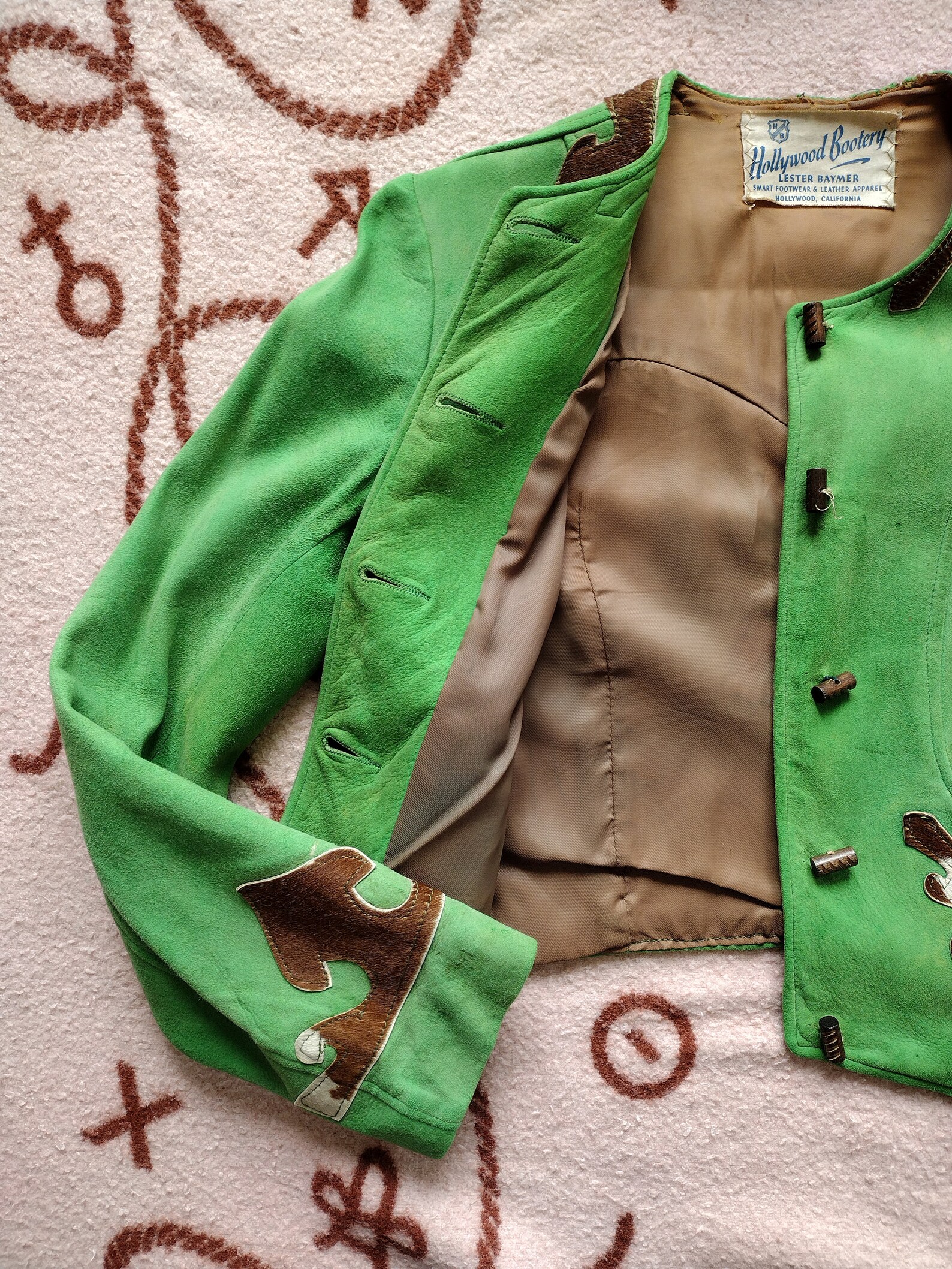 Vintage 1930s 1940s Cropped Jacket Western Cowgirl Green Suede Leather ...